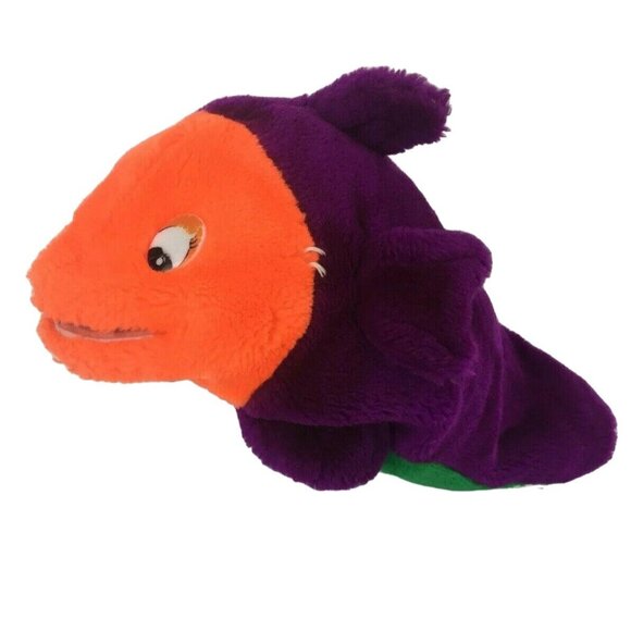 Toys | Vintage Plush Fish Hand Puppet Stuffed Toy Purple Orange Green ...
